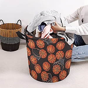 Basketball Sport Large Laundry Basket Hamper Bag Washing with Handles for College Dorm Portable