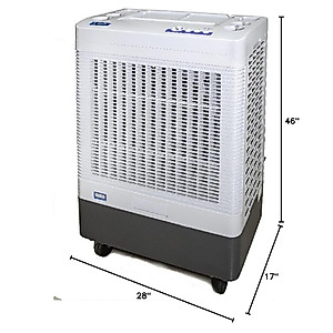 Portable Swamp Coolers - 5300 CFM MC61M Evaporative Air Cooler with 3-Speed Fan - Water Cooler Fan 1600 Sq. ft. Coverage High Velocity Outdoor Cooling Fan Swamp Cooler by Hessaire - Gray