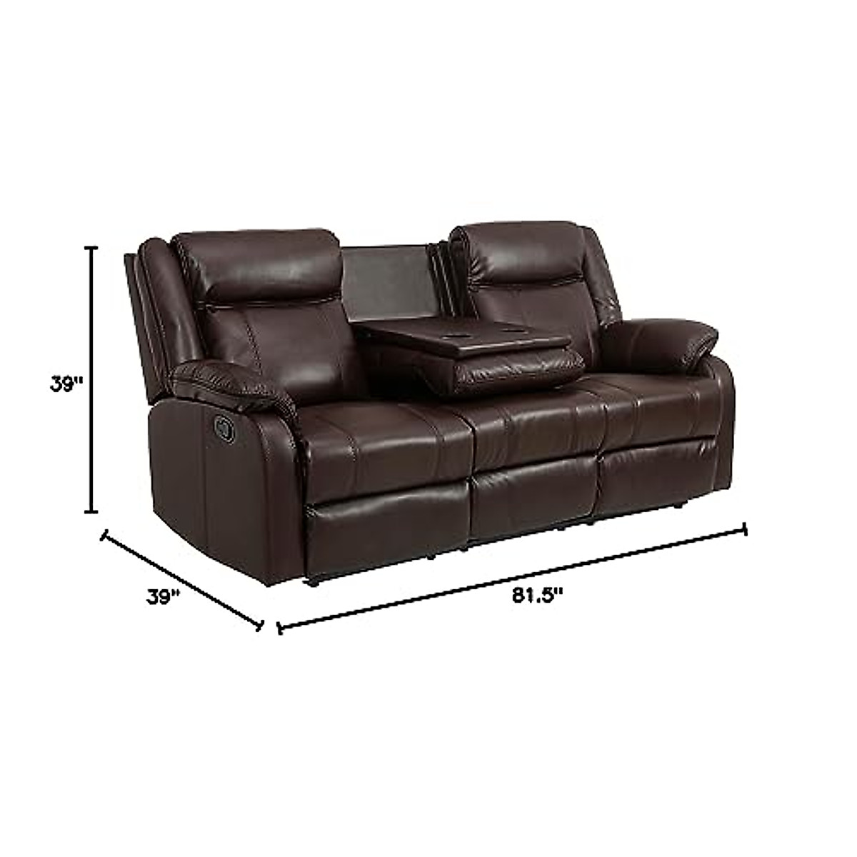 Lexicon Tuers Manual Double Reclining Sofa, Brown