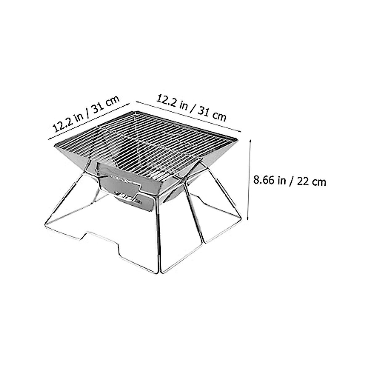 Yardwe 1 Set outdoor folding grill bbq charcoal grill hibachi grill barbecue grill tools charcoal bbq grill barbecue grill rack camping barbecue rack stove Stainless steel travel square