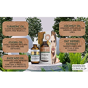 Advanced Clinicals Turmeric Oil Blemish Control Facial Skin Care Serum For Face | Antioxidant Moisturizer W/Rose Extract & Jojoba Oil For Dark Spots, Dry Skin, Redness, & Skin Blemishes, 1.8 Fl Oz