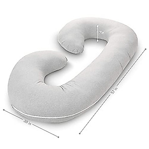 Pharmedoc Pregnancy Pillows, C-Shape Full Body Pillow – Jersey Cover Light Grey – Pregnancy Pillows for Sleeping – Body Pillows for Adults, Maternity Pillow and Pregnancy Must Haves