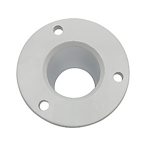 Poolzilla 1-Pack Deck Anchor Flange in White, Diameter of 1 1/2", Made of High Grade Cast Aluminum
