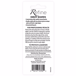 REFINE Emery Boards 120/150 Grit Nail Files, 30 Count