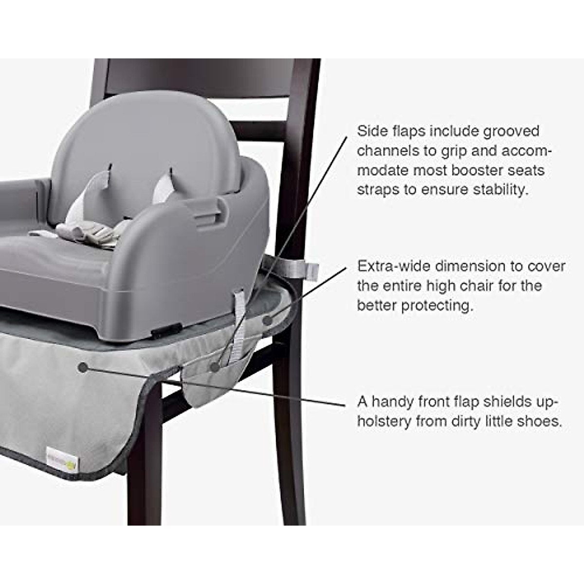 Minnebaby Extra Large Booster Chair Protector Cover, Dining Chair Seat Cover for Booster Seat, Grey