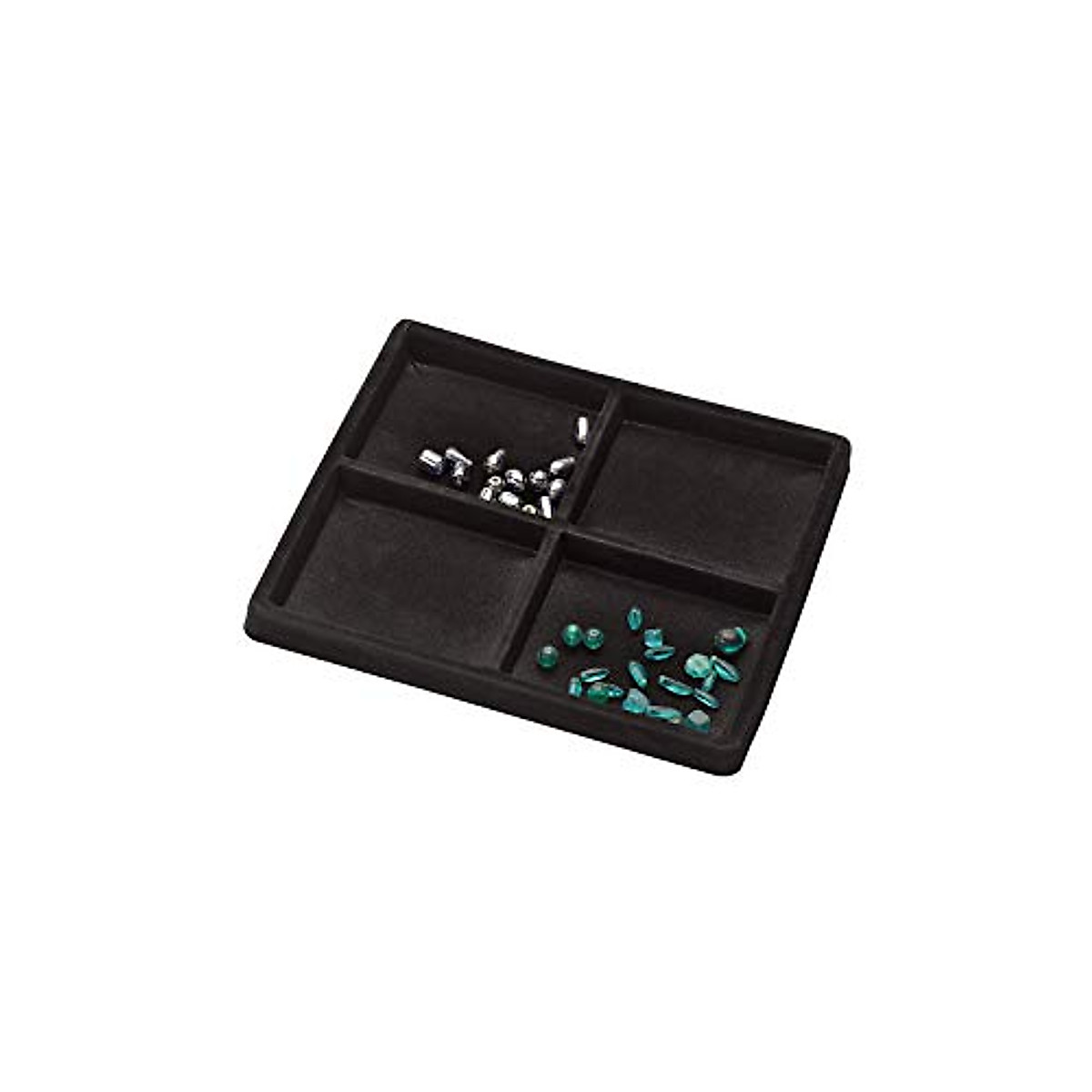 4 Section Black Flocked Tray Inserts - 7"L x 6-3/4"W - Set of 3