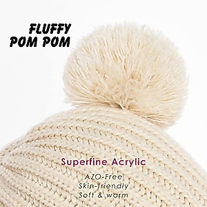 FURTALK Toddler Winter Hat Pom Beanie Fleece Lined Knit Hats for Baby Kids Boys Girls 1-3 Years