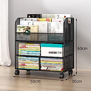 MTSYXYM Book Shelf Organizer for Kids,Modern Open Bookshelf,Door Behind Magazine Organizer Rack,Narrow Floor Standing Bookshelf Organizer,for Children's Room Playroom Daycare School.(Black)
