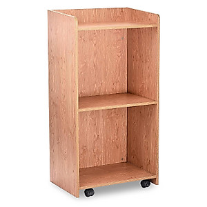 AdirOffice Podium with Wheels, Hostess Stand for Restaurant, Rolling Podium Stand, Medium Oak