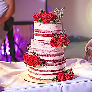 CEWOR 15pcs Artificial Roses with Stems Red Roses Valentine's Artificial Flowers Decorations for Mothers Day Bridal Bouquet Wedding Party Home Decor (Red)