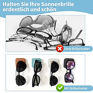 FINDAMAZE 2pcs Wood Sunglasses Organizer Sunglasses Holder Wall Mounted Eyeglasses Storage Glasses Display stand (Grey)