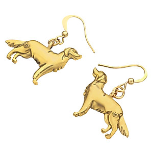 DUOWEI Dainty Golden Retriever Dog Earrings Vintage Dangle Drop for Women Teens Girls Aesthetic Jewelry Gifts (Gold Plated Golden Retriever)