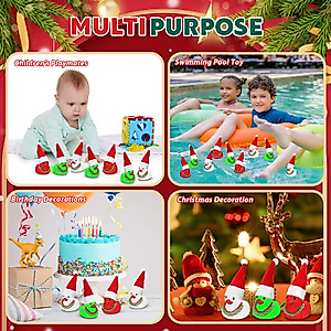 Sanwuta Christmas Rubber Ducks with Hats Bulk 2'' Xmas Duckies with Mini Santa Hat and Metal Chain Small Rubber Duck Bathtub Toys for Christmas Party Gift Kids Goodie Bag Filler(48 Set)