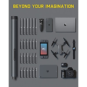 Fanttik E1 Pro 3.7V Mini Electric Screwdriver, Precision Screwdriver Set with 24 Magnetic Bits, Max. 3 N.m, Magnetic Storage, 5/32''Hex, Repair Tool Set for Phone Camera Laptop Watch