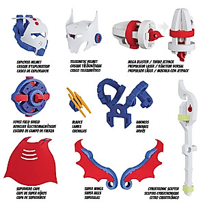 Bloco Toys Build Your Own Superhero | STEM Toy | Comics, Action Figures | DIY Building Construction Set (300 Pieces), Blue/Red/Yellow/