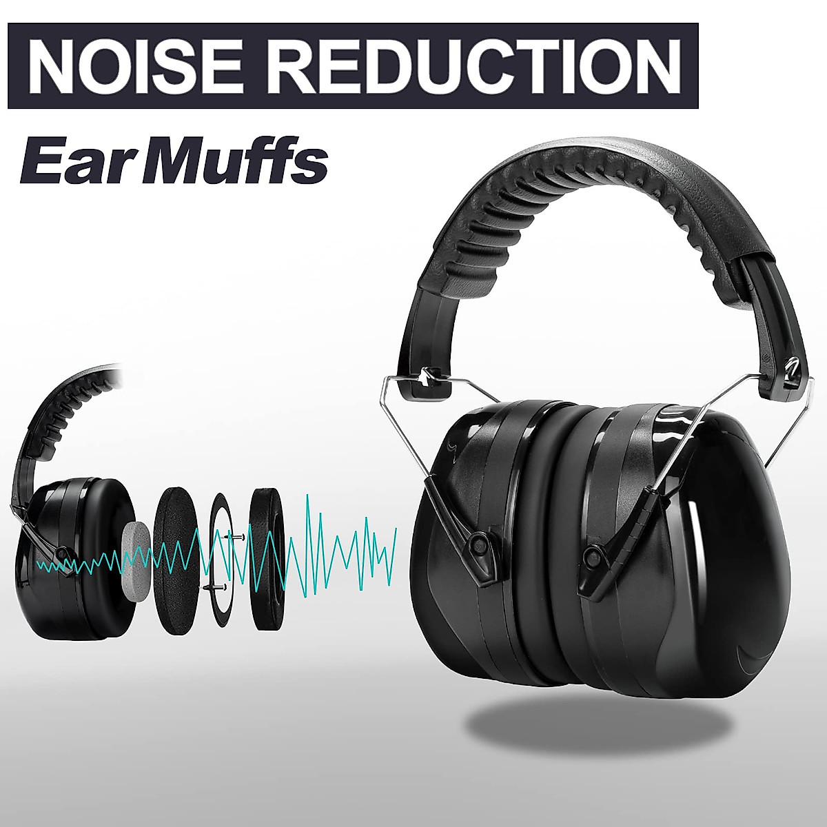 Yewltvep Shooting Ear Protection Earmuffs with Hard Storage Case, Earmuffs for Shooting Range, Gun Gange Hearing Protection with Shooting Glasses, Earplugs, Carrying Case-Hearing Ear Protection Kit