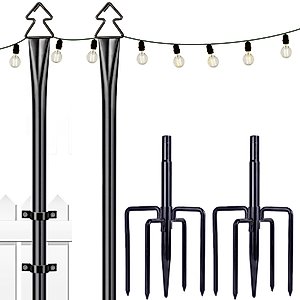 WizSar String Light Poles 2 Pack 9.8FT Light Pole for Outside Hanging - Backyard, Garden, Patio, Deck Lighting Stand for OutdoorParties, Wedding