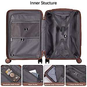 BOSTANTEN 20 inch Carry On Luggage Airline Approved ＆ Genuine Leather 15.6 inch Laptop Backpack Casual Backpack Travel Bag