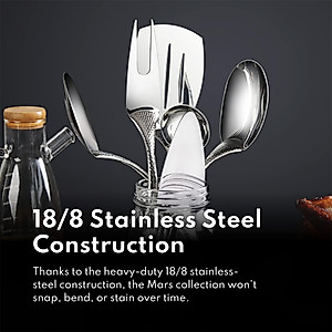 New Star Foodservice Mars Collection, Stainless Steel, 18/8 Hammered Hollow Handle Serving Spoon, 12.8-Inch