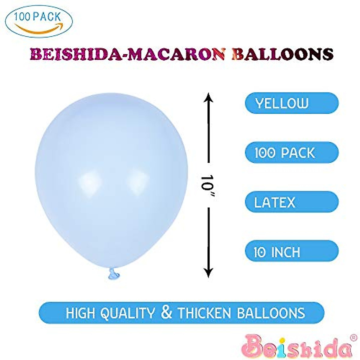BEISHIDA 100 Pack 10 Inch Thicken Light Blue Balloons,Large Macaron Blue Latex Helium Balloons For Birthday Wedding Reception Bridal Shower Party Decorations Supplies