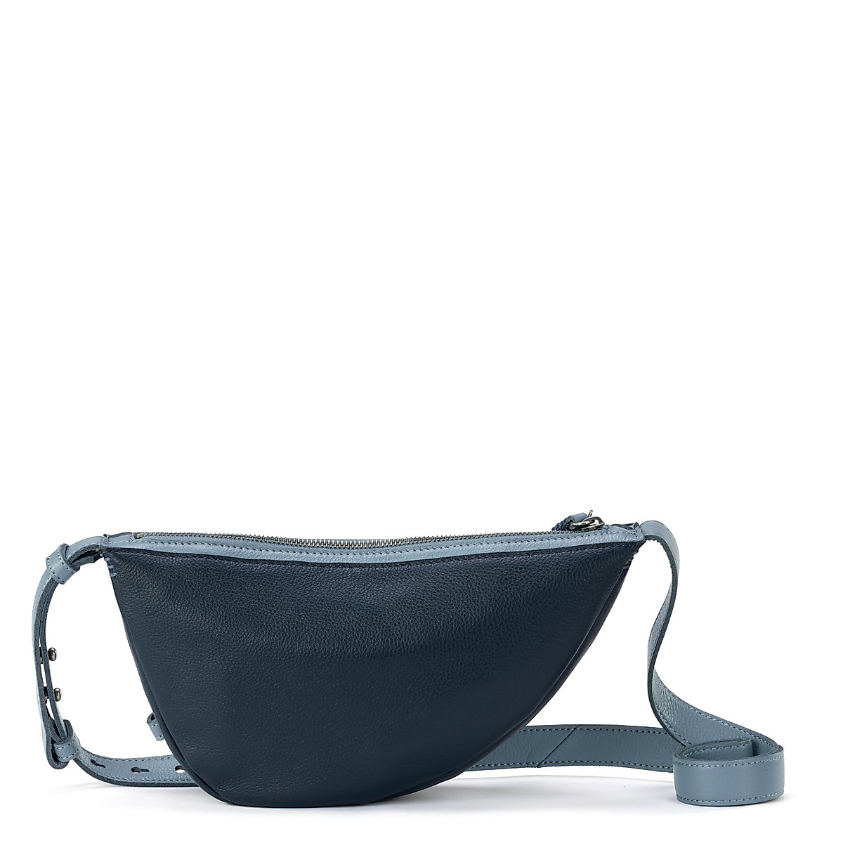 The Sak Tess Sling Bag in Leather, Adjustable Crossbody Strap, Indigo Block