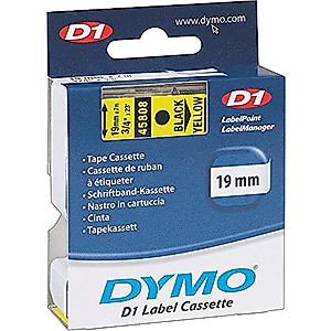 DYMO 45808 D1 High-Performance Polyester Removable Label Tape, 3/4 x 23 ft, Black on Yellow