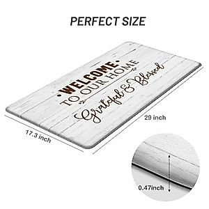 FYATHM Kitchen Mats Anti Fatigue Kitchen Floor Mat Cushioned Kitchen Rug Farmhouse Memory Foam Kitchen Mat Waterproof Grateful Home Kitchen Matt for Standing 17.3 x 29 x 0.47 inch