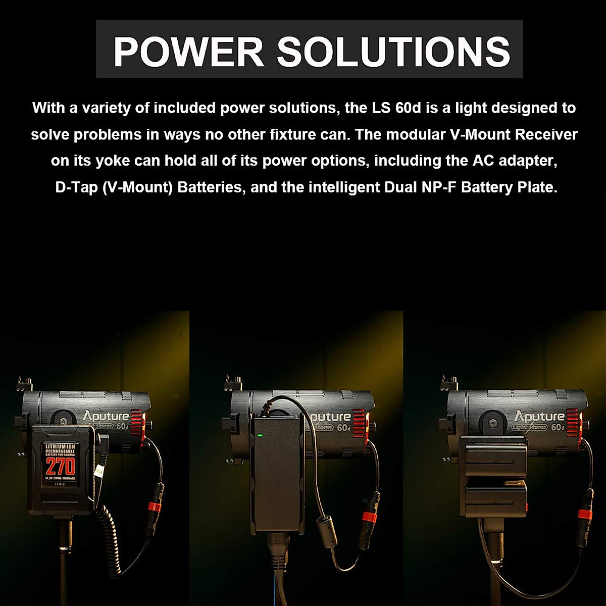 Aputure LS 60d Focusing LED Video Light CRI 95+ TLCI 95+ 50000lux @1m App Control Built-in 8 Lighting FX with Barn Doors for Video Recording,Wedding,Outdoor Shooting