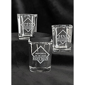 R and R Imports Personalized Wedding Party Customizable Etched 2 oz Square Shot Glass, Bridesmaid Groomsmen Gifts