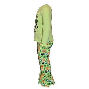 Unique Baby 2 Piece Girls Double Ruffle Leggings and Long Sleeve Shirt Clothes Set Kid and Toddler Girl St Paricks Day Outfit (7 Years, Little Lass)