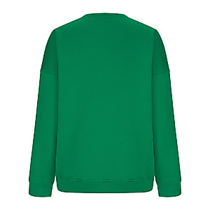 Ceboyel Oversized Sweatshirt For Women Solid Color Crewneck Pullover Tops Long Sleeve Sweaters Fall Fashion Trendy Clothes Fall Sweatshirts Green M