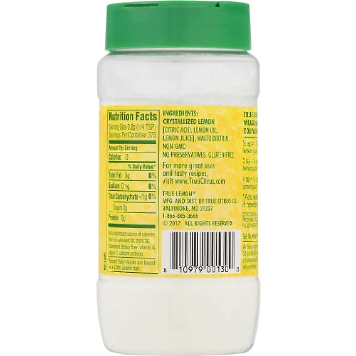 True Lemon Crystalized Lemon Shaker, 10.6 oz