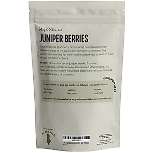 MagJo Naturals, Whole Dried Juniper Berries (1 Lb) Wild-Crafted, Bulk Whole Juniper Berry, herbal infusion, cooking meat, seasoning beef, pork, turkey brine, soups, syrups and tea, wildcrafted