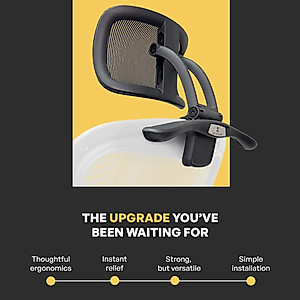 ERGOKING Headrest for Office Chair Headrest Attachment Compatible with Herman Miller Aeron Remastered - Fully Adjustable Height & Tilt, Removable Coat Hanger - Black Frame, Black Onyx Mesh.