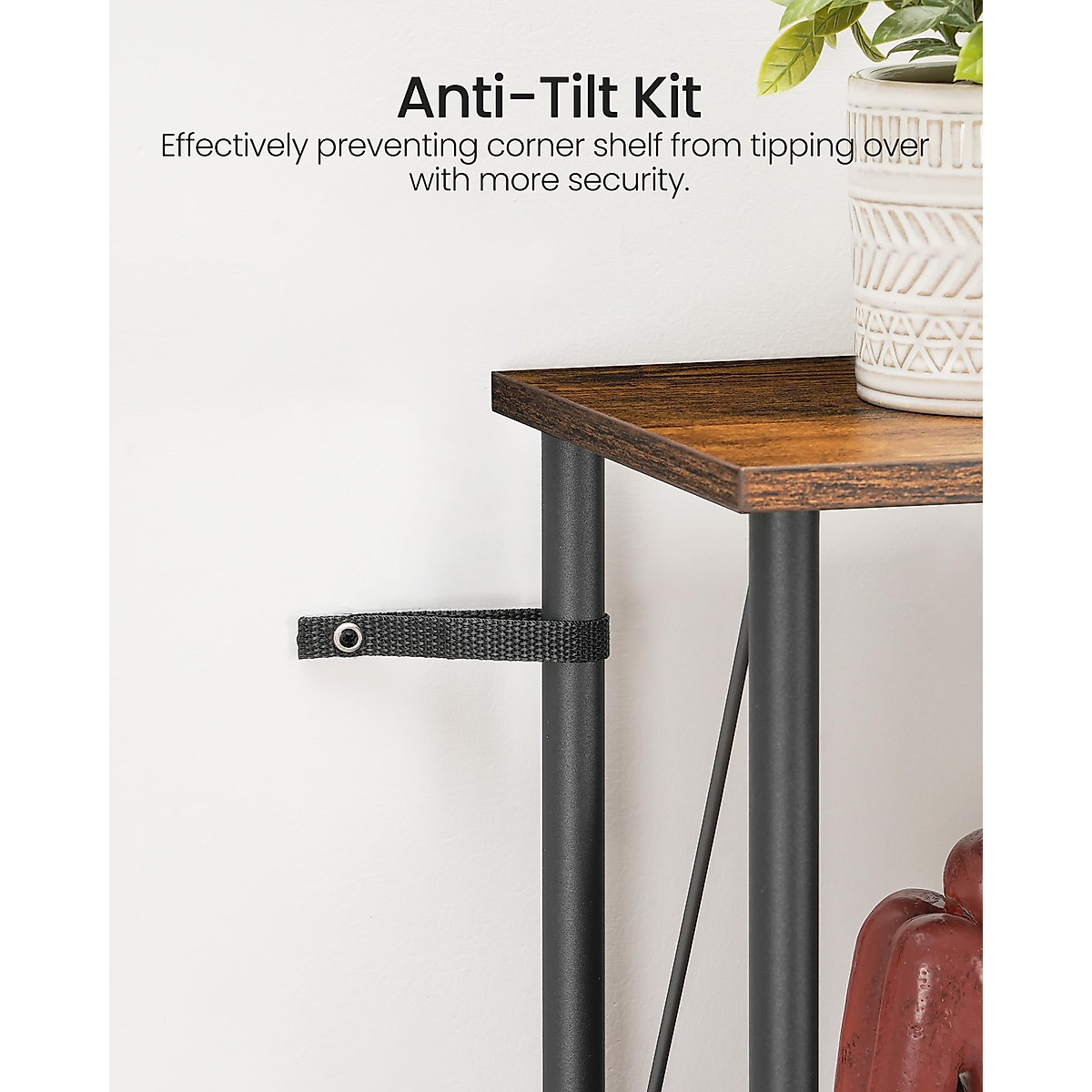 CHOEZON Narrow Book Shelf 6-Tier 67.2" Tall Bookcase with Protective Diagonal Braces, for Living Room, Bedroom, Study, Balcony, Rustic Brown and Black TCJ06BF