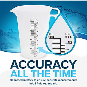ACCUPOUR 32oz (1 quart) Measuring Pitcher, Plastic, Multipurpose - Great for Chemicals, Oil, Pool and Lawn - Ounce (oz) and Milliliter (mL) Increments (1000 mL)