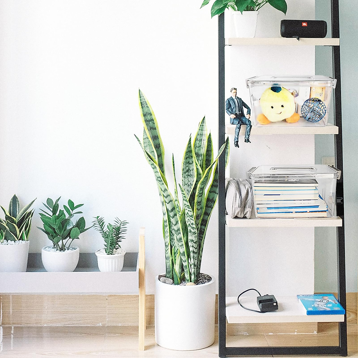 XUDAUP Plastic Storage Boxes with Removable10 inch Crafts Organizer Box Bin with Handle Container Latching Organization for Toys,Stationery,Beads,Sewing Supplies Clear white