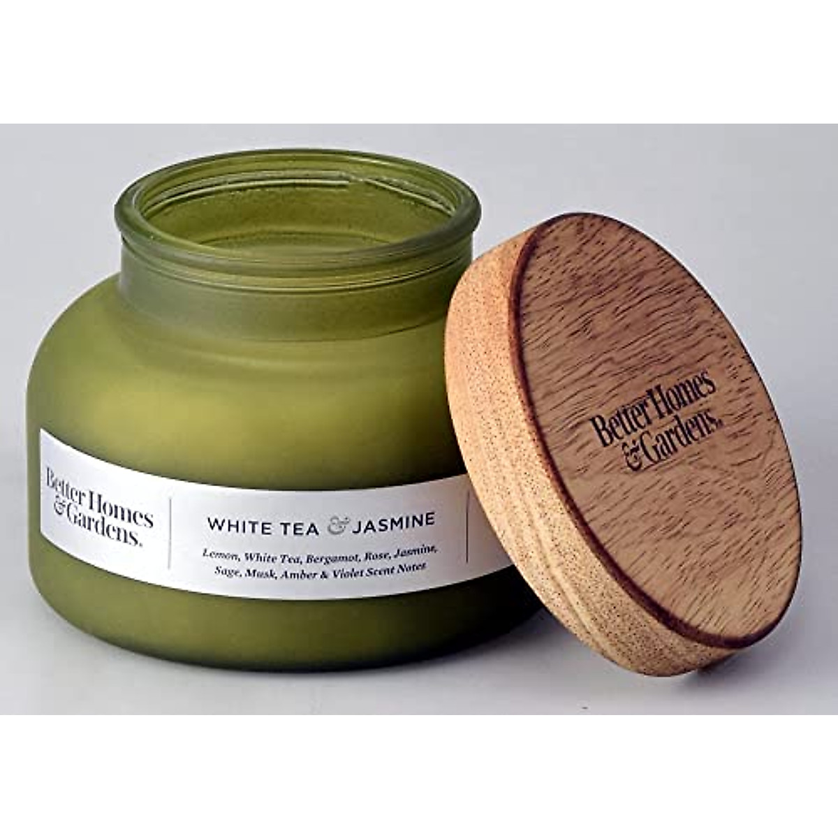 BetterHomes&Gardens 18oz Scented Candle, White Tea and Jasmine 2-Pack, 18oz (501g) x 2 [excluding glass jar weight] (44225)