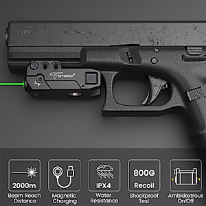 Votatu H3L-G Green Laser Sight, Aluminum Ultra Low Profile Picatinny Mount Green Dot Sight, Strobe Mode Available, Magnetic USB Rechargeable and Ambidextrous Control