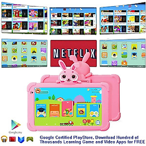 TOPELOTEK Kids Tablet Android Tablet for Kids 7 inch WiFi Toddler Tablet 32GB Quad Core Kids Tablets Support Bluetooth Camera Support Netflix YouTube Parental Control 4000mAh Boys Girls (Pink)