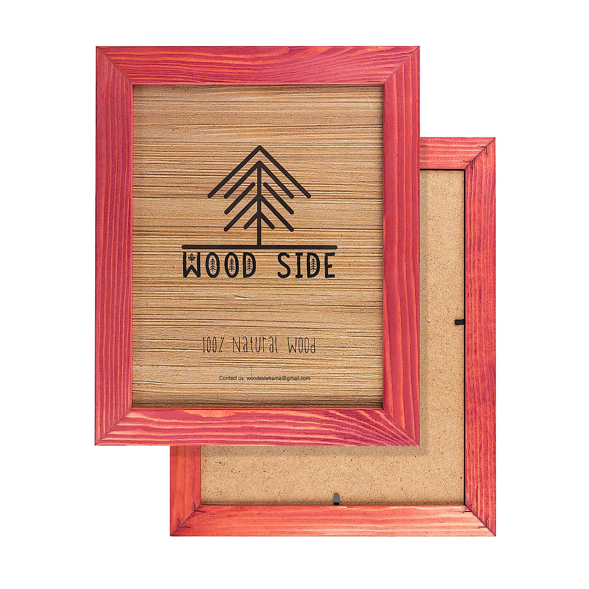 Rustic Wooden Picture Frames 8x10 - Red - Set of 2-100% Natural Eco Solid Wood and High Definition Real Glass for Wall Hanging Photo Frame