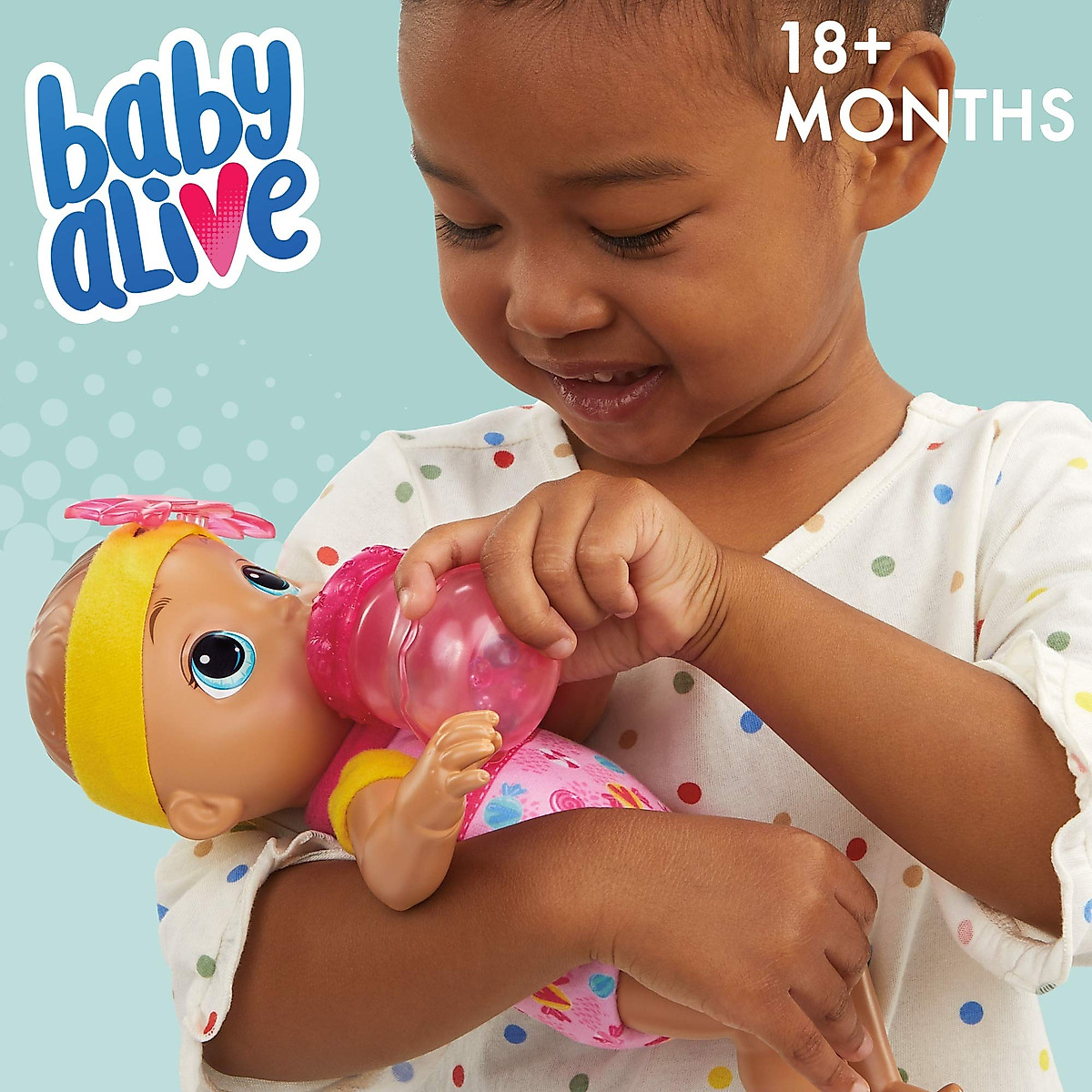 Baby Alive Sweet ‘n Snuggly Baby, Soft-Bodied Washable Doll, Includes Bottle, First Baby Doll Toy for Kids 18 Months Old and Up, Pink