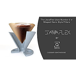 Qullai The Original JavaFlex Premium Foldable Silicone Pour Over Coffee Maker and Storage Pouch. Uses #2 V60 Cone Coffee Filters