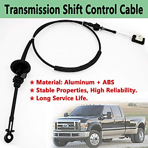 XC3Z-7E395-DA Automatic Transmission Shift Control Cable, Compatible with Ford F-250 F250 Super Duty Excursion 1999-2004 5.4L 6.8L Engines Only, By LIYYOO