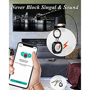 Airtag Holder with Anti-Lost Keychain, 2 Pack Airtag Case for Apple Air Tag with [Anti-Scratch] HD Protective Shell, PC+TPU Full Protective Airtag Accessories for Keys, Backpacks (Black+Blue)