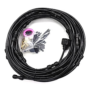 Furnrubden Misting Cooling System with Pump, Patio Misting System, 40FT Tubing +16 Brass Spray Nozzles, Outdoor Water Patio Misters for Outside Patio, RV Camper Marine Greenhouse, Fan, Trampoline