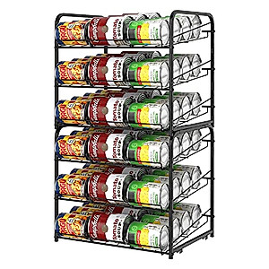 Vrisa Stackable Can Rack Organizer 2 Pack Can Dispenser for Food Storage Can Organizer for Kitchen Pantry Cabinet Hold up to 72 Cans Black