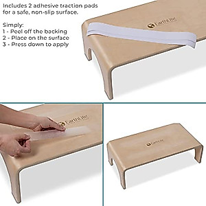 EARTHLITE Wooden Step Stool - 4'' High, Large Surface, Strong & Stable Bed Step, Foot Stool, Massage Step-Up
