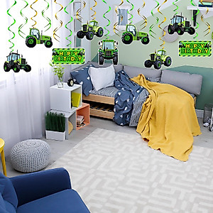 30 Pieces Tractor Party Supplies Tractor Birthday Decorations Green Tractor Hanging Swirls Tractor Time Hanging Favors Party Decorations for Tractor Green Theme Birthday Baby Shower 5 Styles