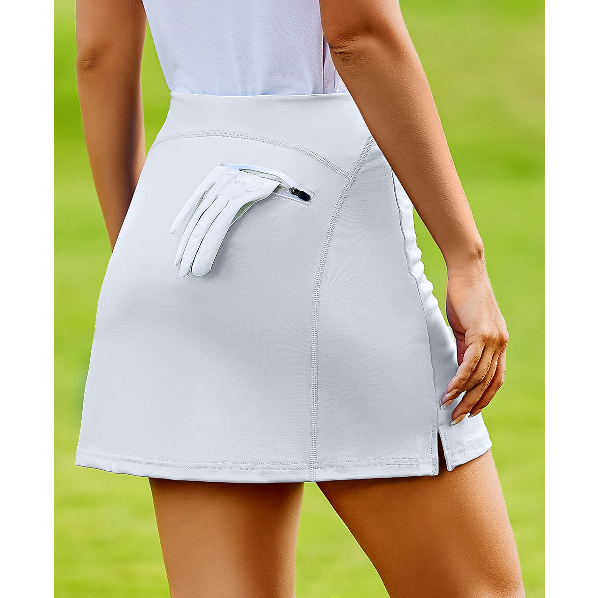 ADOME Women Active Athletic Skort Golf Skirt Lightweight Running Tennis Golf Workout Skirt with Pockets White